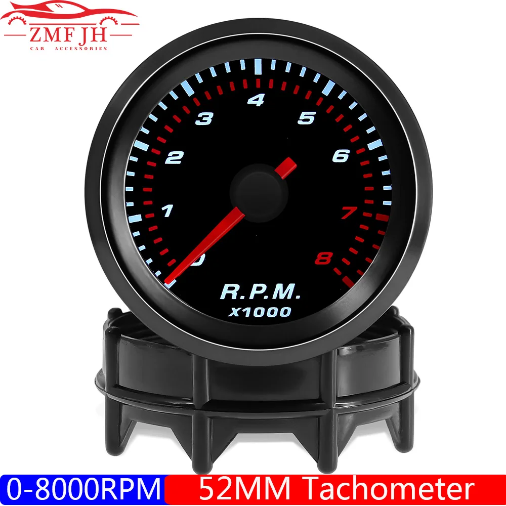 0 8000RPM 52MM Tachometer with White Light for Gasoline Enginee Car 4/6 ...