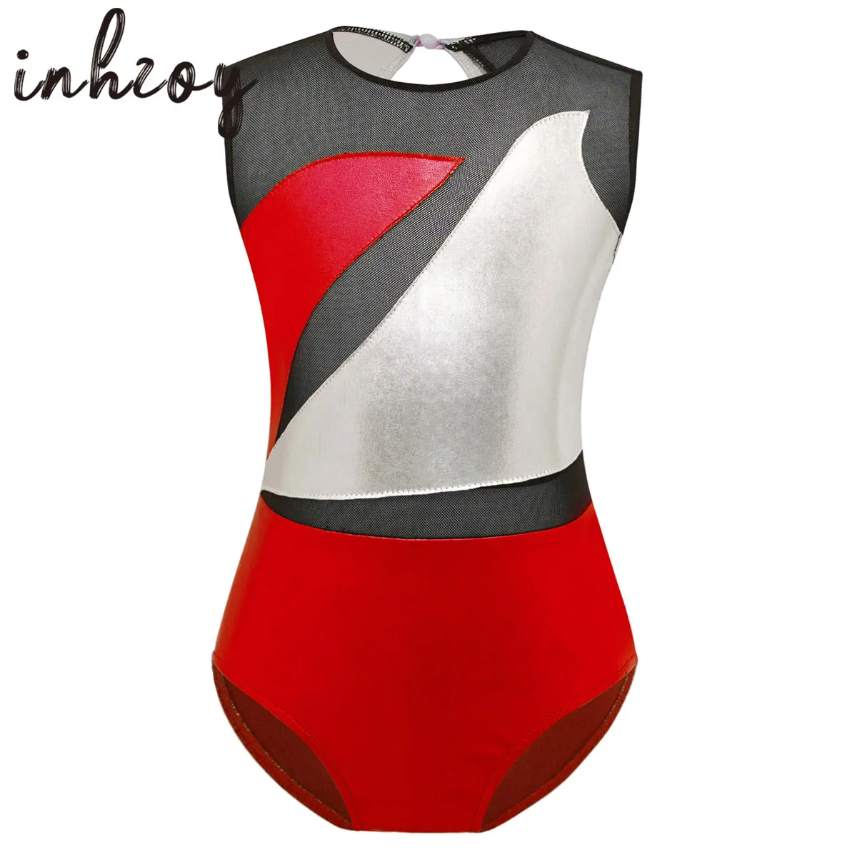Metallic Shiny Ballet Leotards For Girls Kids Sleeveless Cutouts Back ...