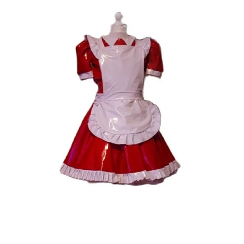 New-Hot-Sale-Maid-Sexy-Adult-Sissy-Lockable-PVC-Red-Independent-Apron ...