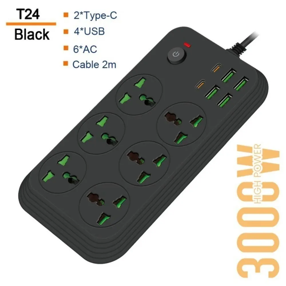 Pc-Surge-Protector-Power-Strip-Black-Power-Multi-Tap-Electrical-Power ...