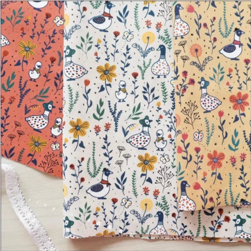 Plain-Cotton-Fabric-Cute-Animal-Little-Duck-Print-Handmade-DIY-Bag ...