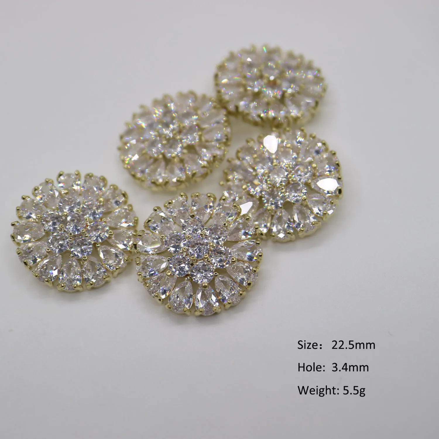5pc/lot Luxury Crystal Buttons Cubic Zirconia Button For Clothes ...