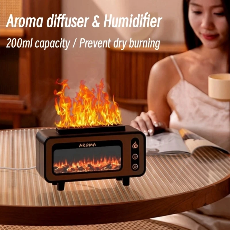 2024-3D-Simulated-Fireplace-Diffuser-7-Colors-LED-Ultrasonic-Aroma ...
