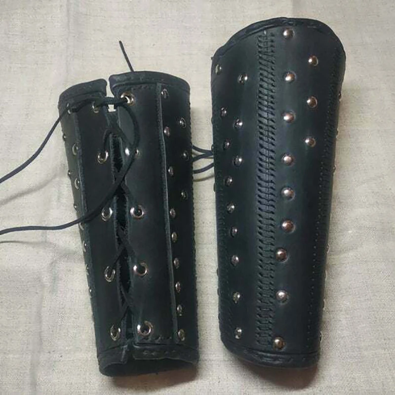 Medieval Viking Knight Witcher Leather Arm Guard Armor Steampunk Rivet ...