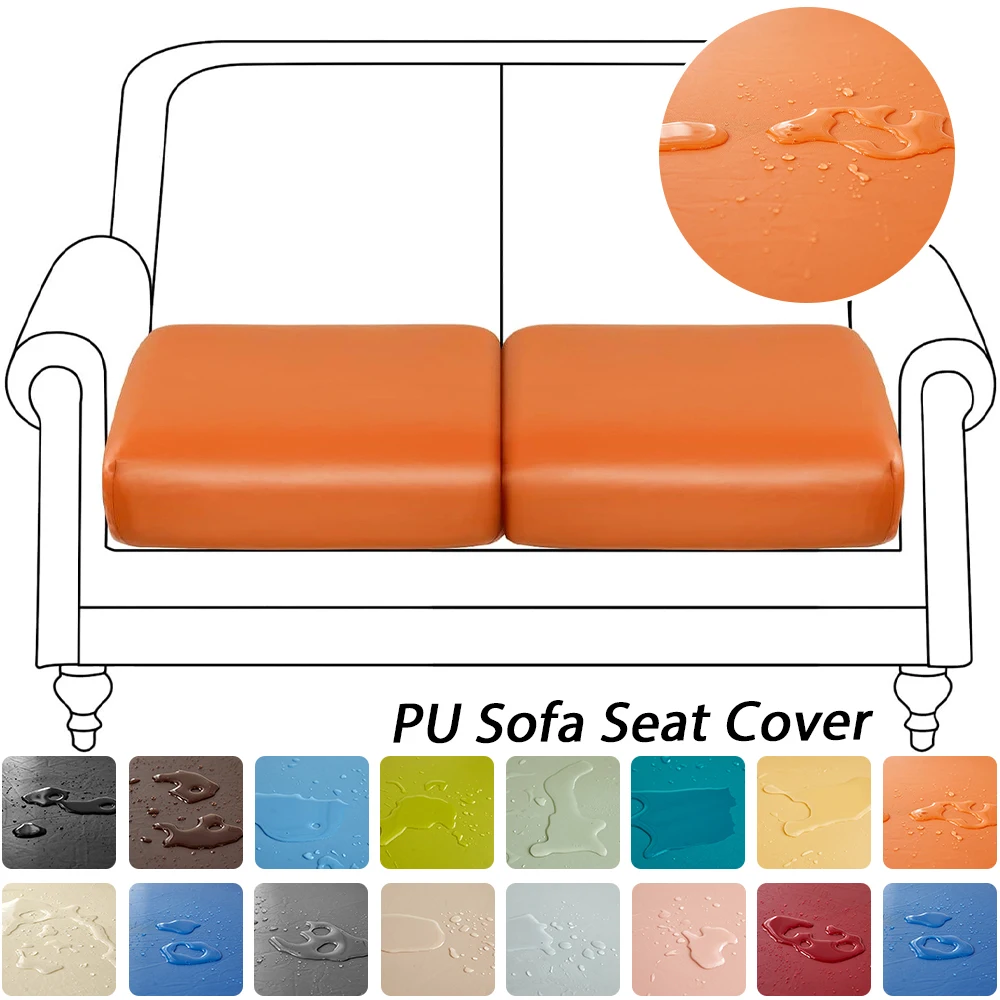 PU Leather Couch Cushion Sofa Covers Waterproof Stretch Couch Seat ...