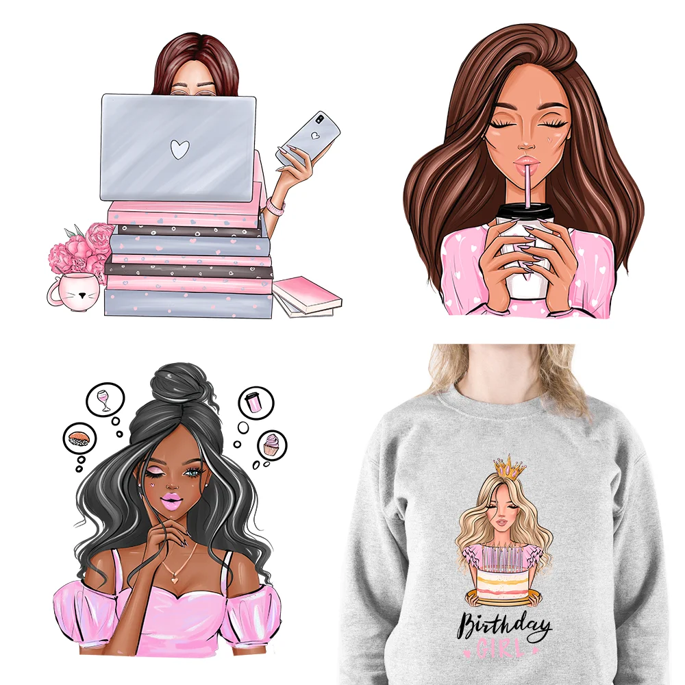 Washable-Birthday-Girls-Queen-Work-Hard-DTF-Decals-For-Bags-Iron-On-DTF ...