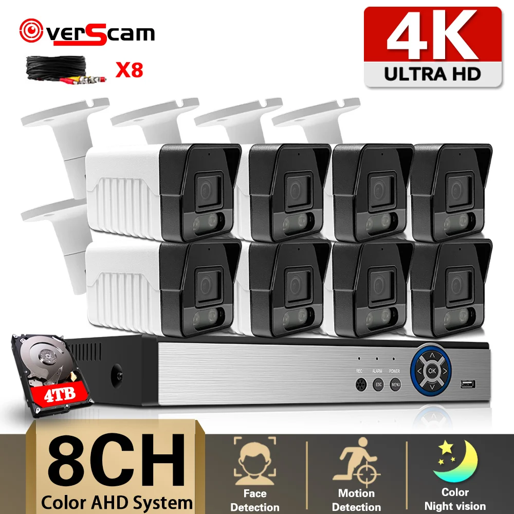 8CH-DVR-Security-Camera-System-4K-Full-Color-Night-Vision-AHD-CCTV ...