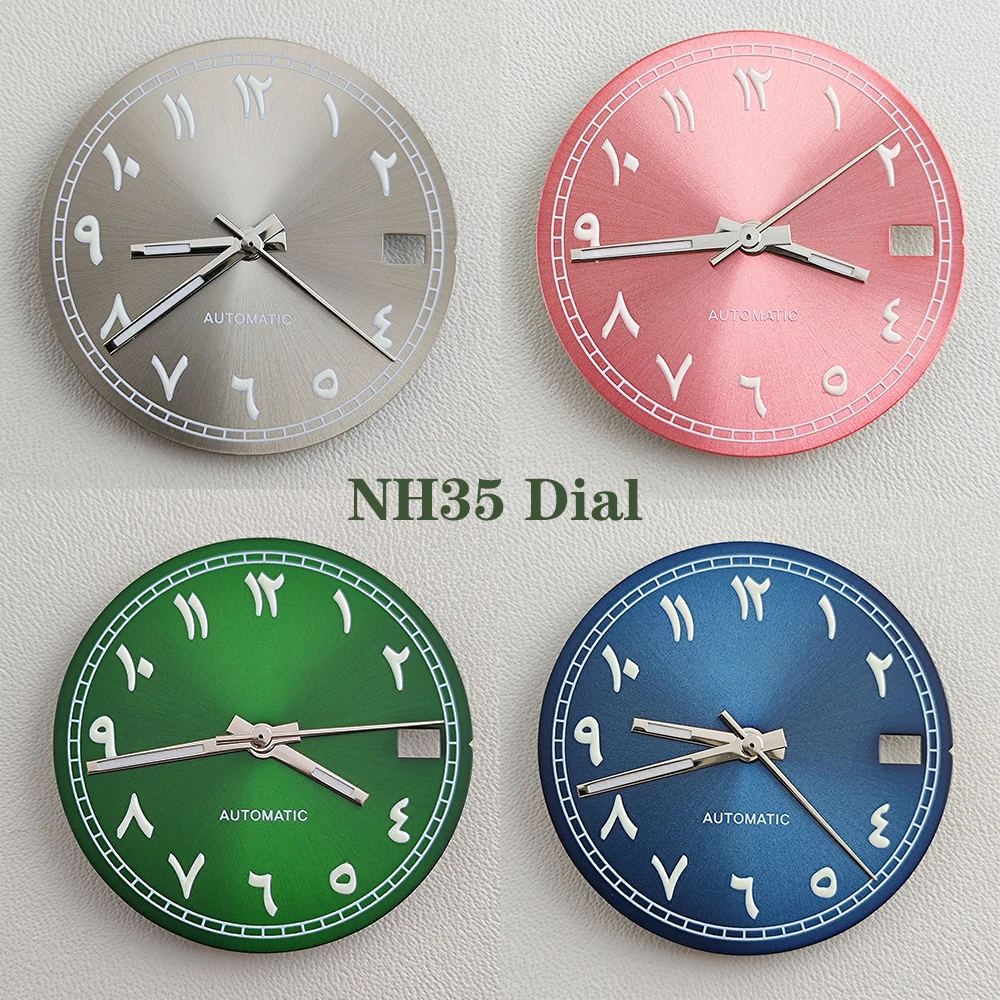28-5mm-NH35-dial-Arabic-numerals-Watch-Dial-Sun-Pattern-Green-Luminous ...