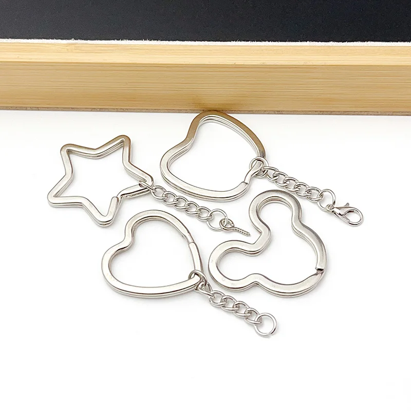 6Pcs-Lot-Heart-Star-Shape-Key-Ring-Chain-Round-Flat-Wire-Open-Ring ...