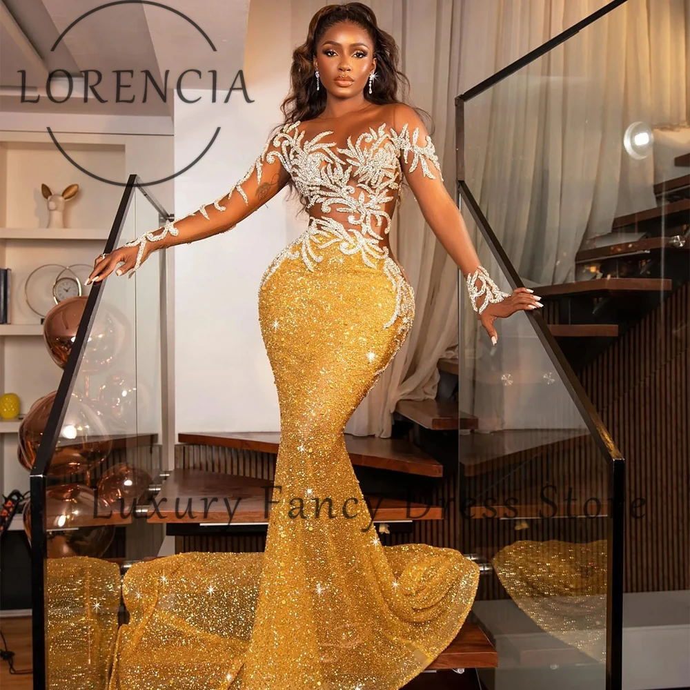Sparkling Diamond Prom Dresses 2025 Glitter Sequin Mermaid Evening ...