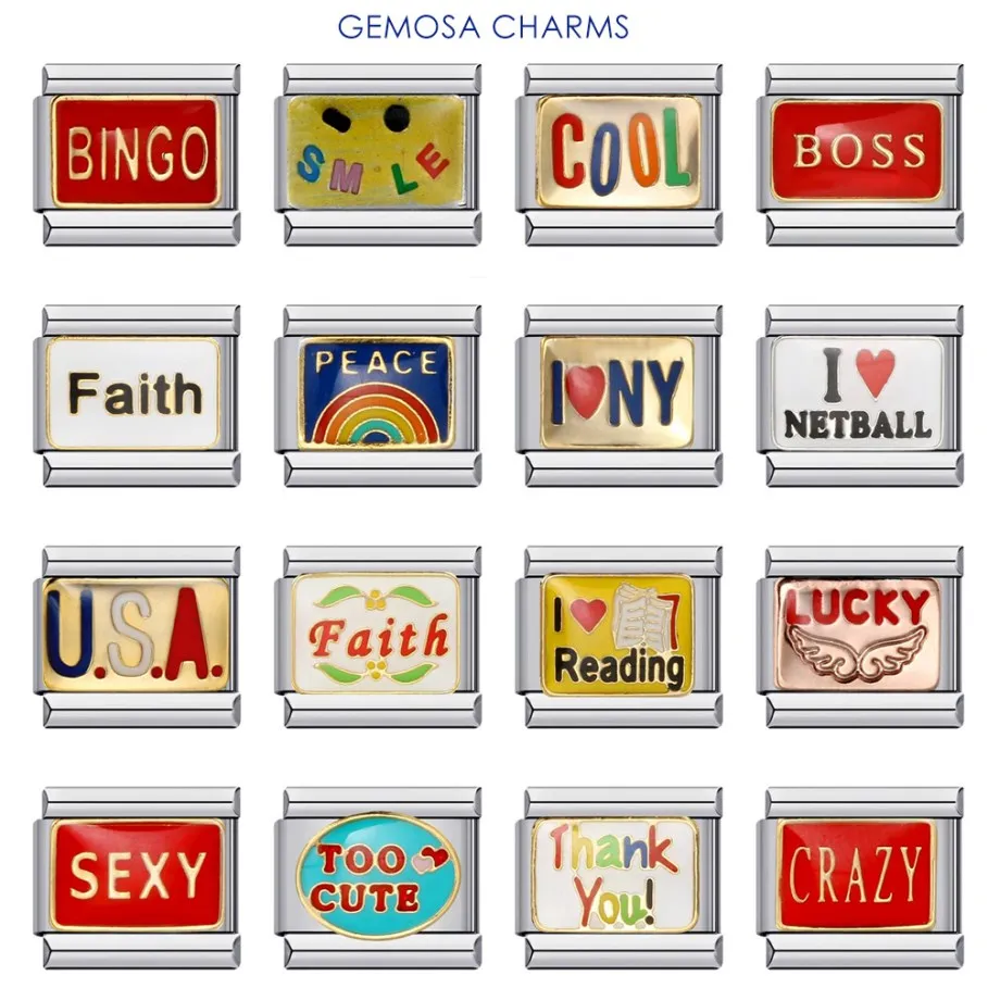 GEMOSA-Fashion-CRAZY-BINGO-COOL-SEXY-LUCKY-Glaze-Italian-Charm-Links ...