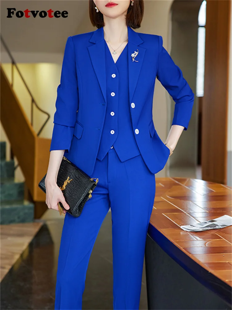 Fotvotee-Solid-Women-Suits-3-Piece-Sets-2023-New-Fashion-Single ...