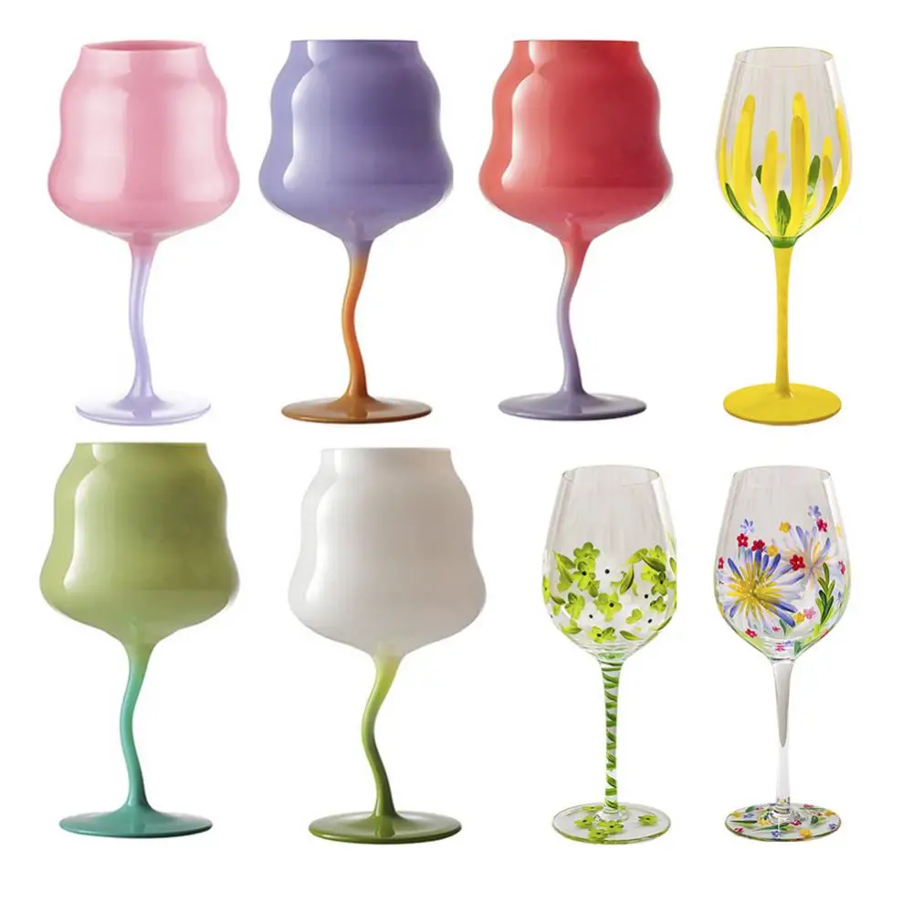 Ins Style Cotton Candy Glass Goblet Red Wine Cup Macaron Candy Color ...