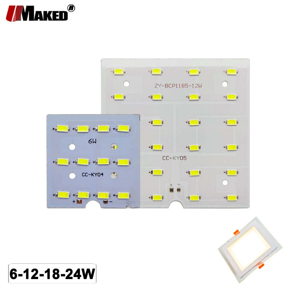 LED 다운라이트 알루미늄 플레이트 조명 방열판, 패널 램프용 사각형 광원, LED PCB, 6W, 12W, 18W ...