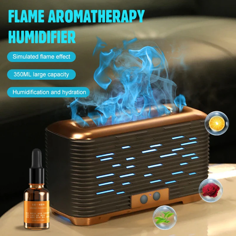 350ml-Ultrasonic-Flame-Diffuser-Electric-Air-Humidifier-Fire-Essential ...