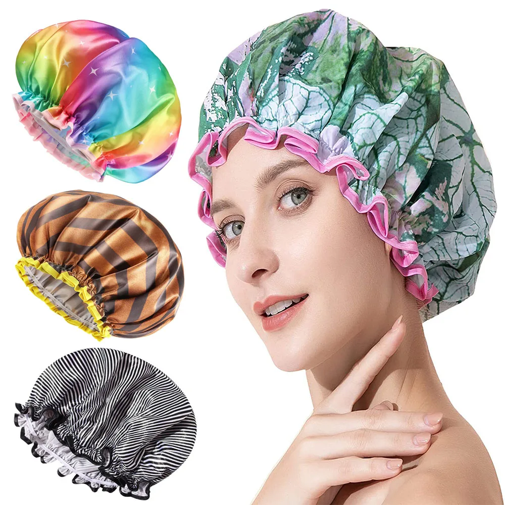 11-Color-Thick-Shower-Cap-Waterproof-Bath-Hat-Double-Layer-Shower-Hair ...