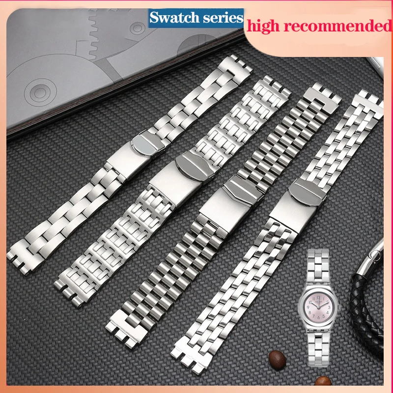 17mm-19mm-21mm-Metal-Stainless-Steel-Watch-Chain-Strap-Men-Women ...