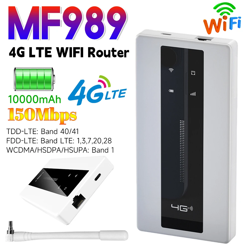 MF989 4G Mobile Router Type-C USB Hotspot 10000mAh Wireless Network ...