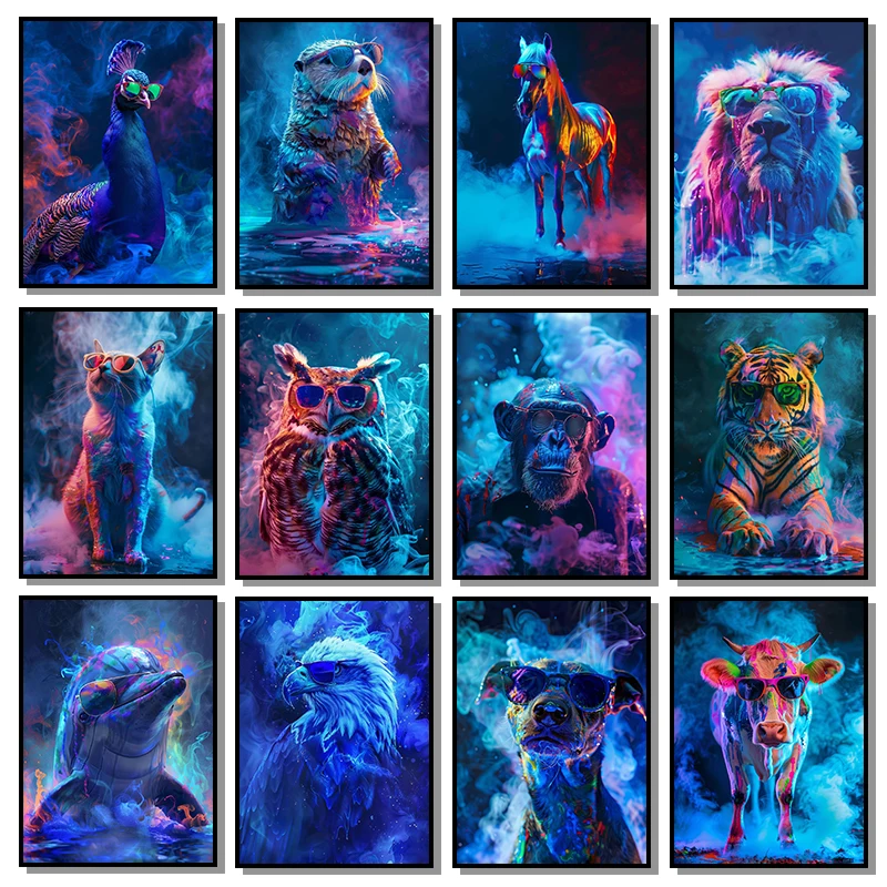 Abstract-Blue-Smoke-Animals-HD-Pictures-Canvas-Panting-Modern-Posters ...