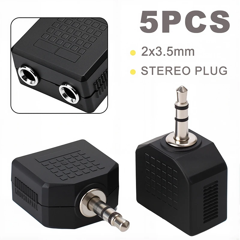 2pcs Mini Stereo 3.5mm Audio Jack Male To Dual 3.5mm Female Double ...