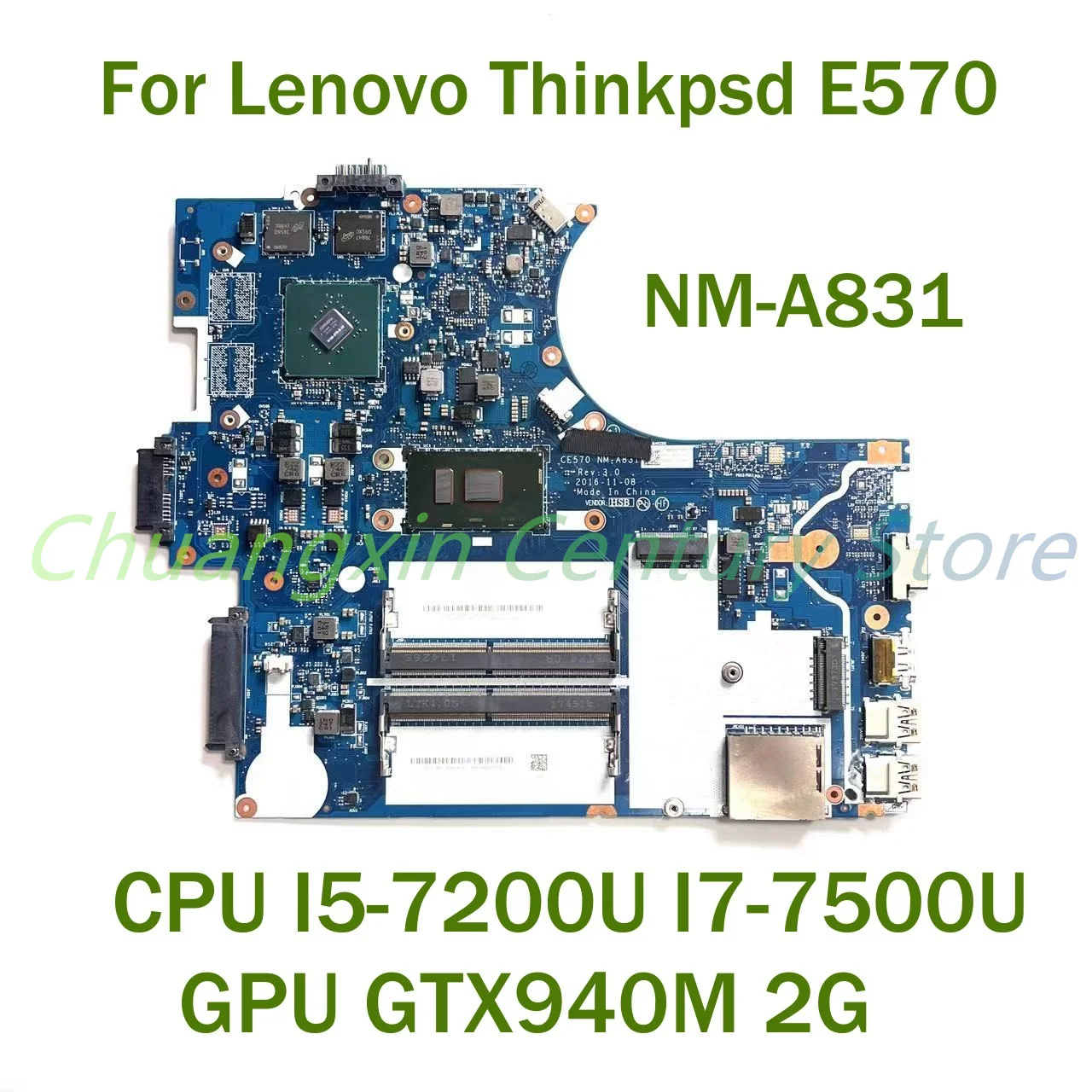 For Lenovo Thinkpsd E570 Laptop motherboard NM-A831 with CPU I5-7200U ...