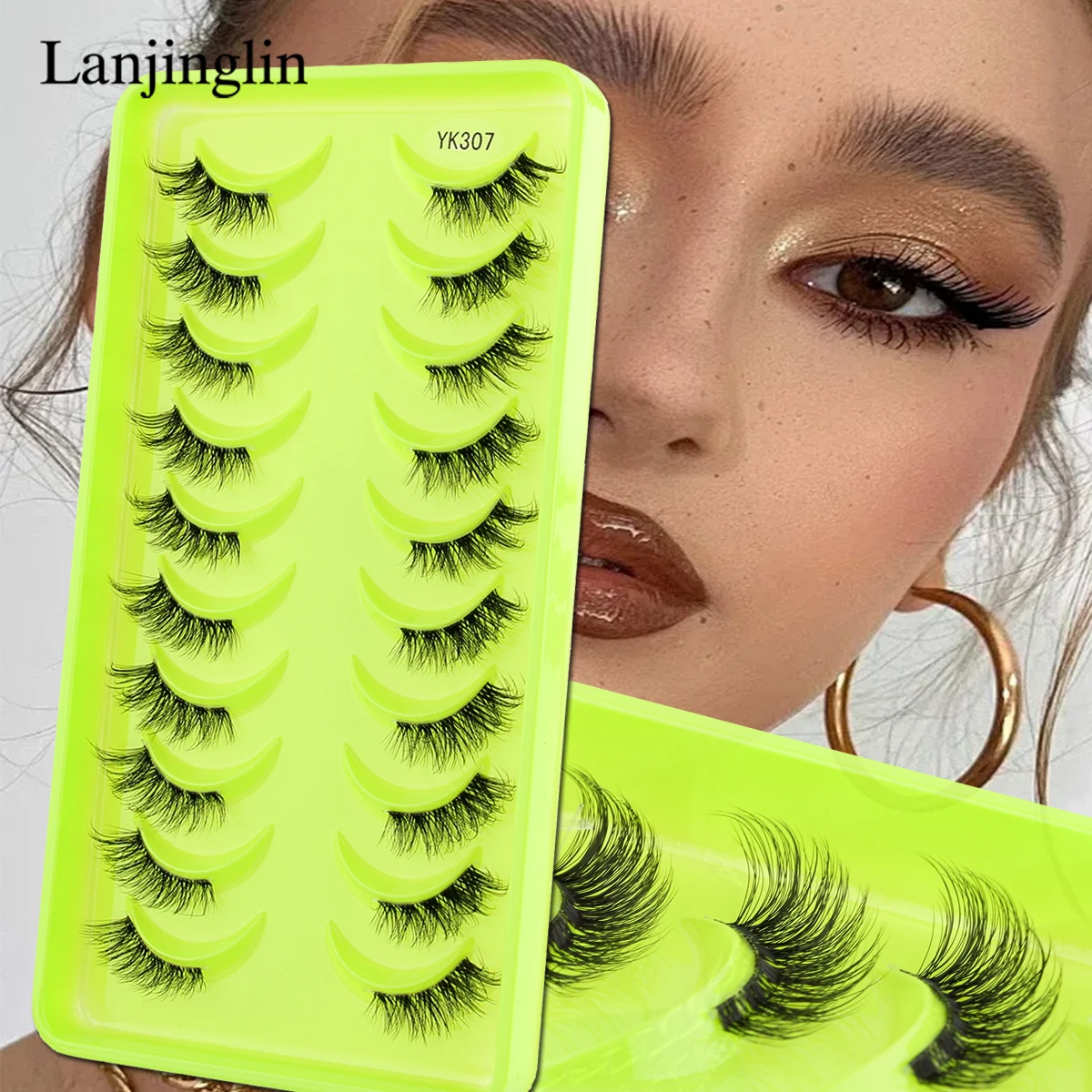 3-6-10-Pairs-Natural-Short-Half-Lashes-Cat-Eyelashes-Transparent-Band ...