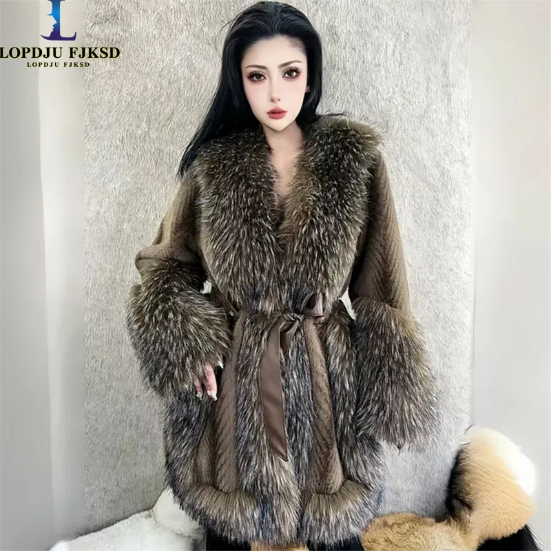 Faux Fur Coat for Women,Adjustable Waist Long Jacket, Thick Warm ...