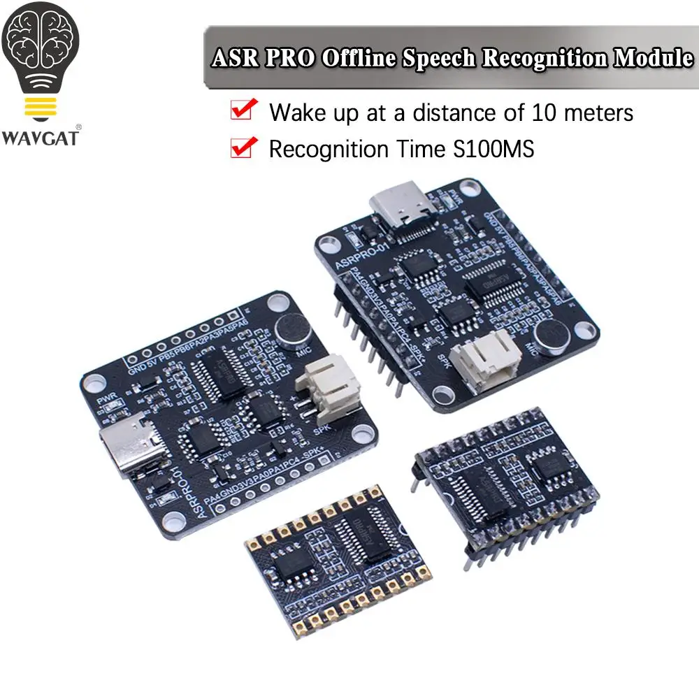 WAVGAT ASRPRO Intelligent Offline Speech Recognition Module Voice Board Support UART/12C/PWM/SPI ...