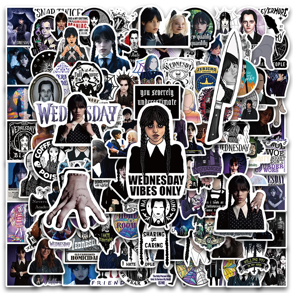 10/70/120pcs Wednesday American Horror Tv Show Stickers Phone Laptop ...