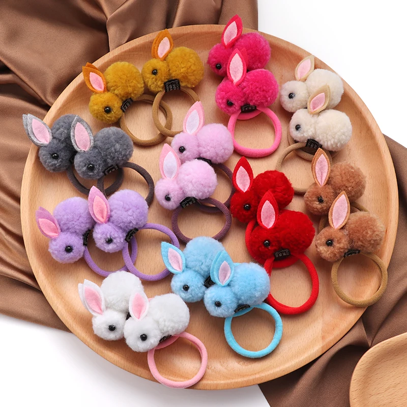2Pcs New Cartoon Animals Hair bands Girls Nylon Elastic Rubber Band ...