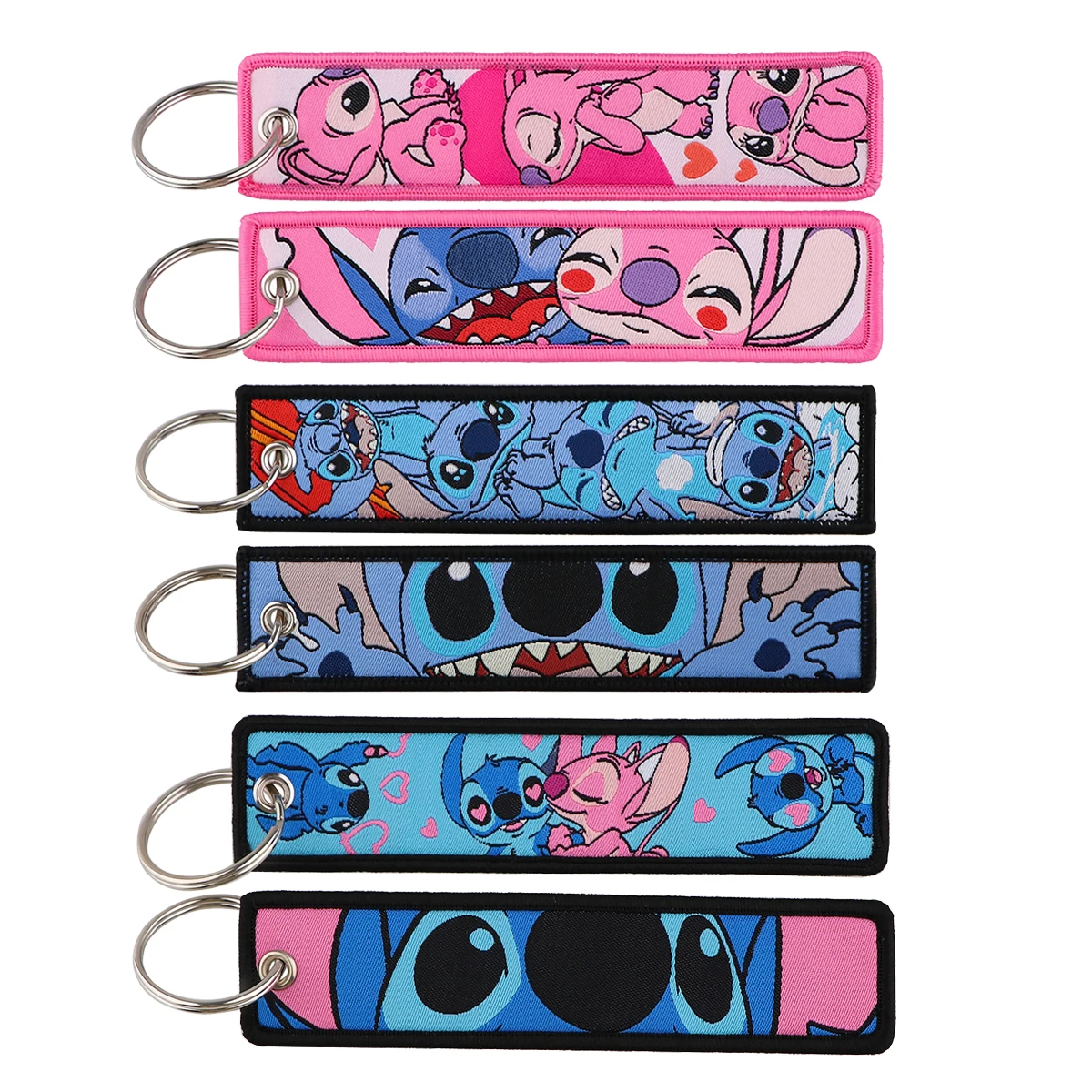Cute Stitch Keychains Key Tag Blue Alien Keyrings For Car Keys Bags ...