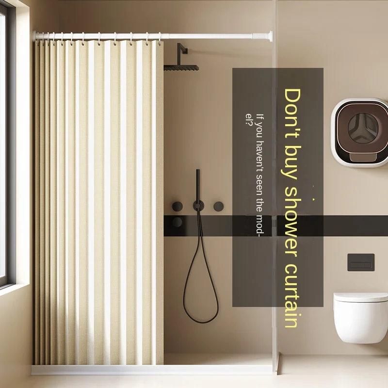 Bathroom-Folding-Shower-Curtain-with-No-Punching-Waterproof-Invisible ...