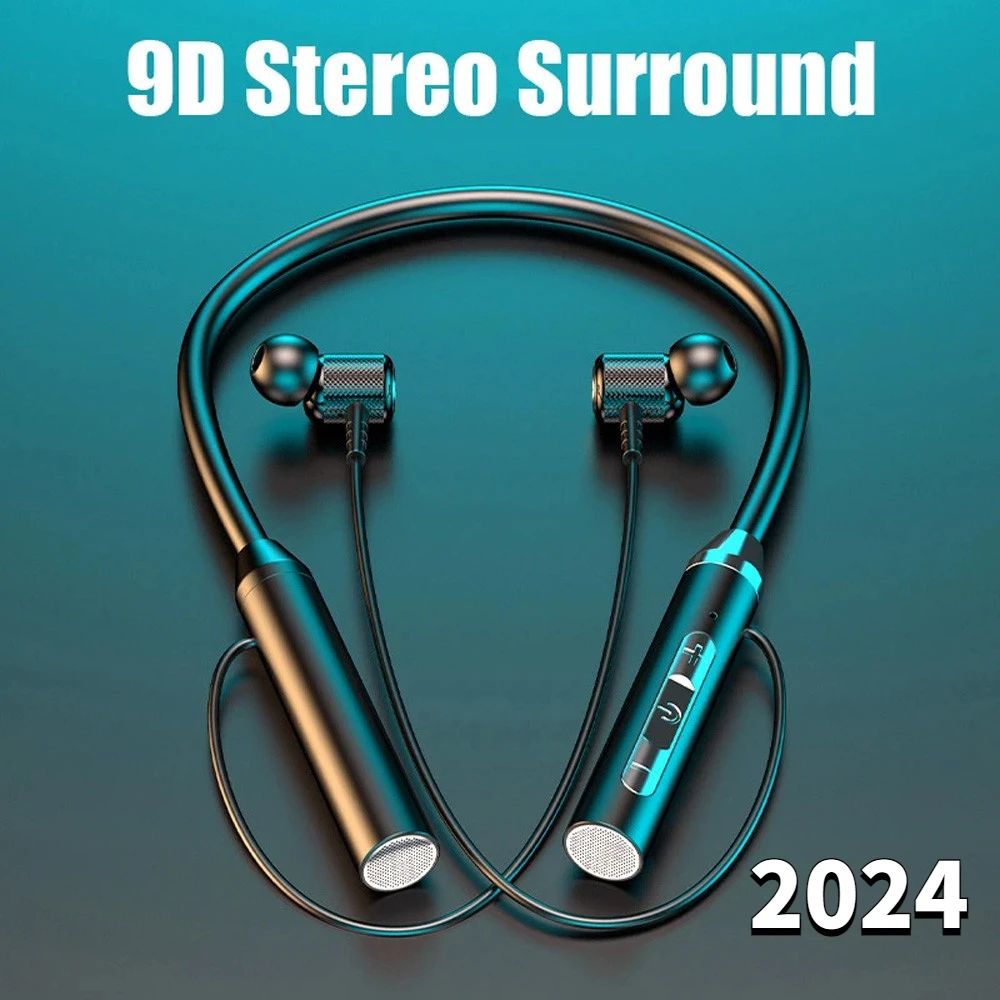 2024-Bluetooth-compatible-Earphone-Wireless-Headphone-Magnetic-Sport-Neckband-Neck-hanging-TWS ...
