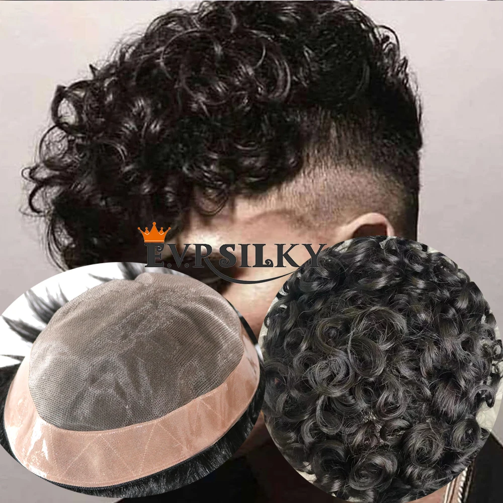 20MM-Curly-Pieces-Mens-Wigs-Human-Hair-Super-Durable-Mono-Toupee-Man ...