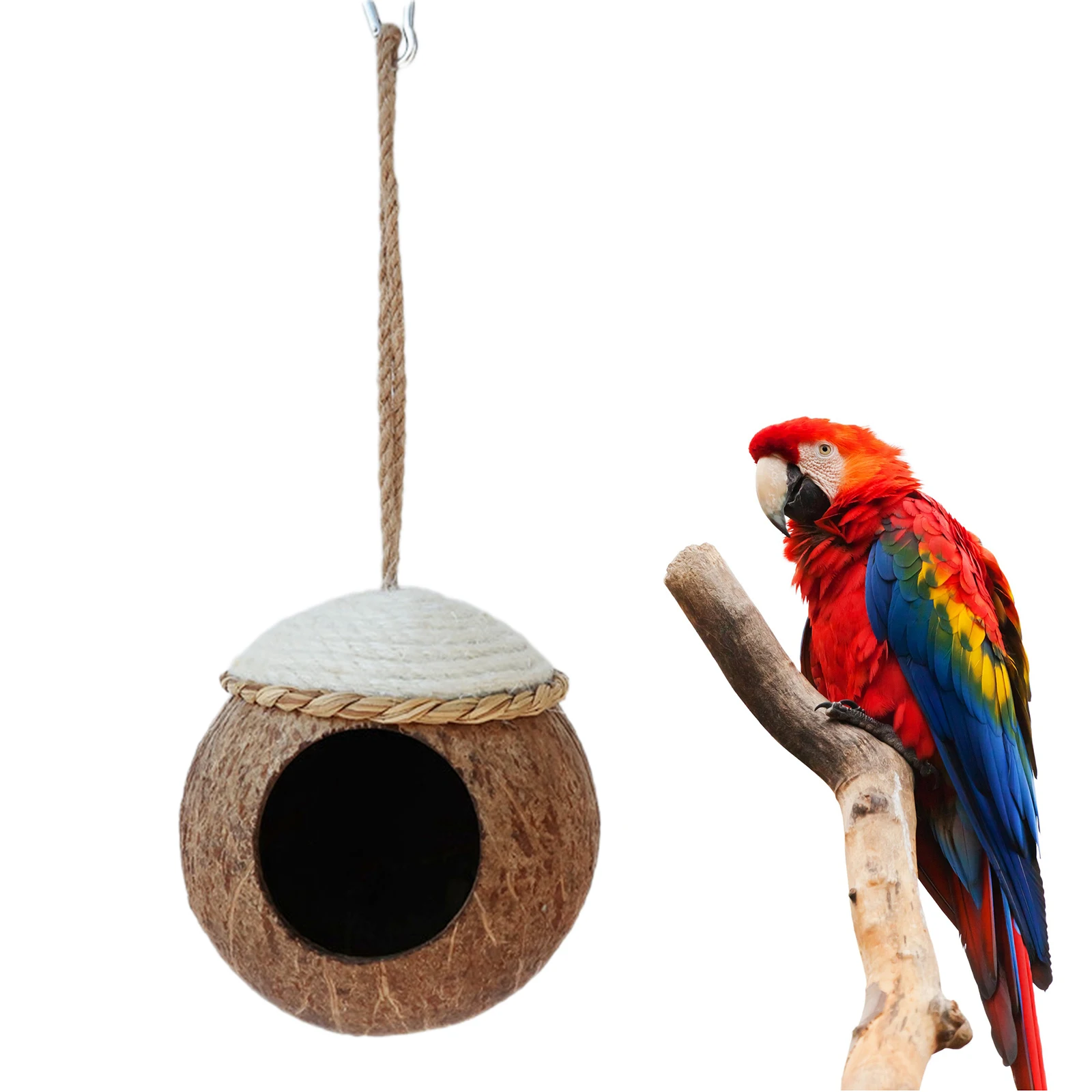 Coconut-Shell-Birds-Nest-Outdoor-Garden-Hideout-Hanging-Bird-House ...