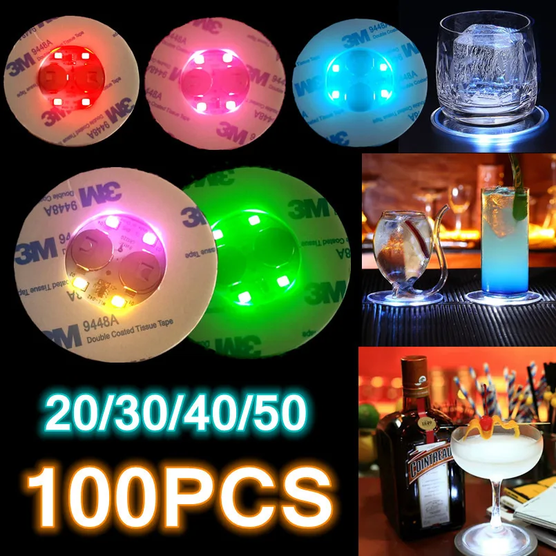 10-100Pcs-LED-Coaster-Luminous-Bottle-Stickers-Lights-6cm-Lamps-for ...