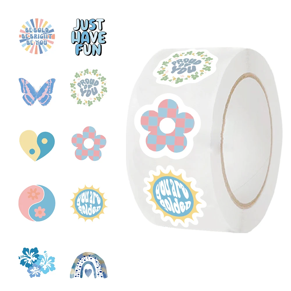 500pcs-Blue-Roll-Stickers-for-Children-Kids-Rolling-Stickers-Small-Cute ...