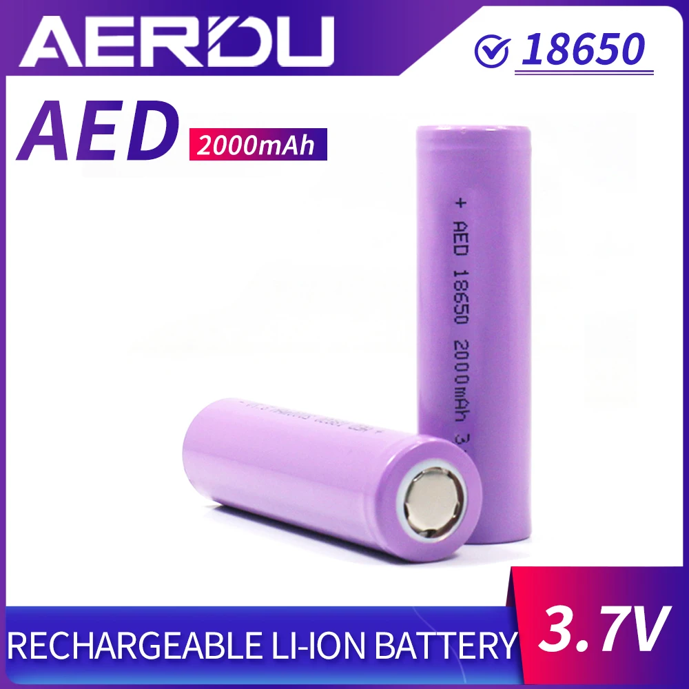 AERDU 18650 Rechargeable Lithium Battery 3.7V 2000mAh 4.2V For ...