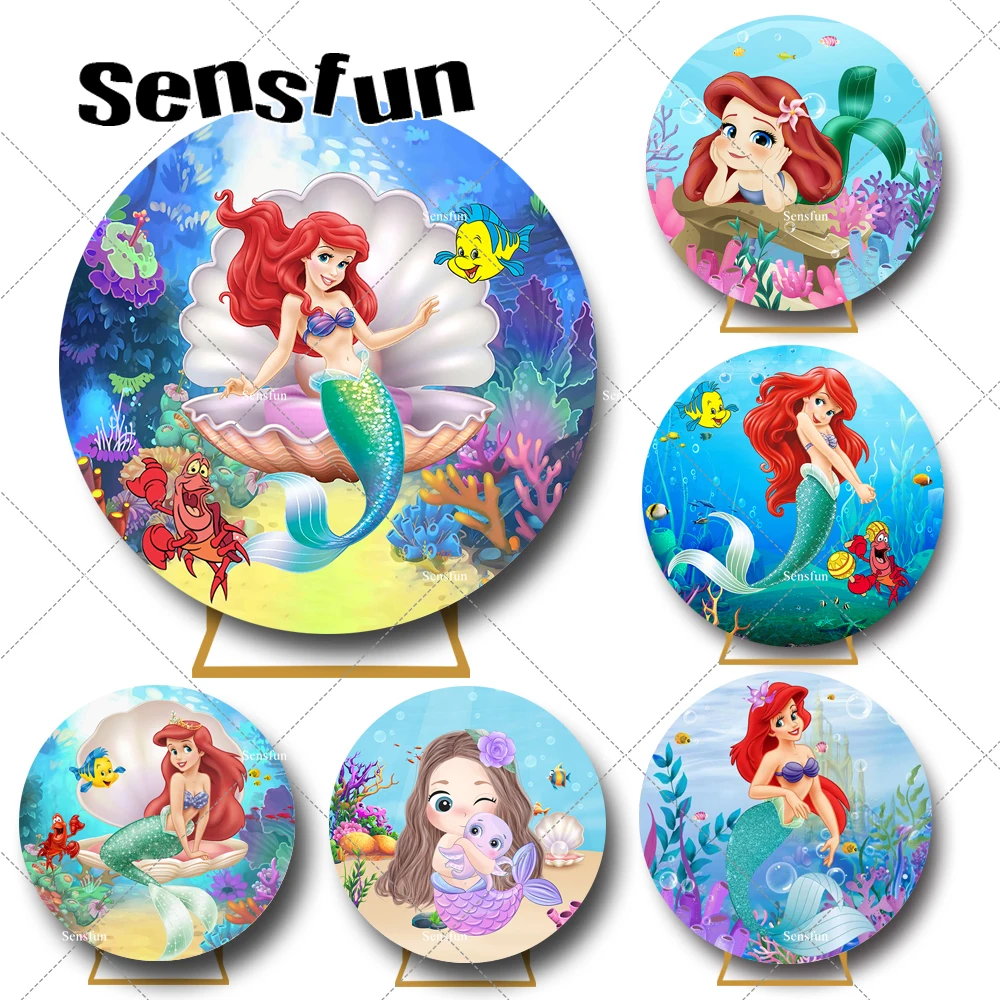 Cubierta-de-fondo-redonda-de-La-Sirenita-princesa-Ariel-para-ni-as-reci ...