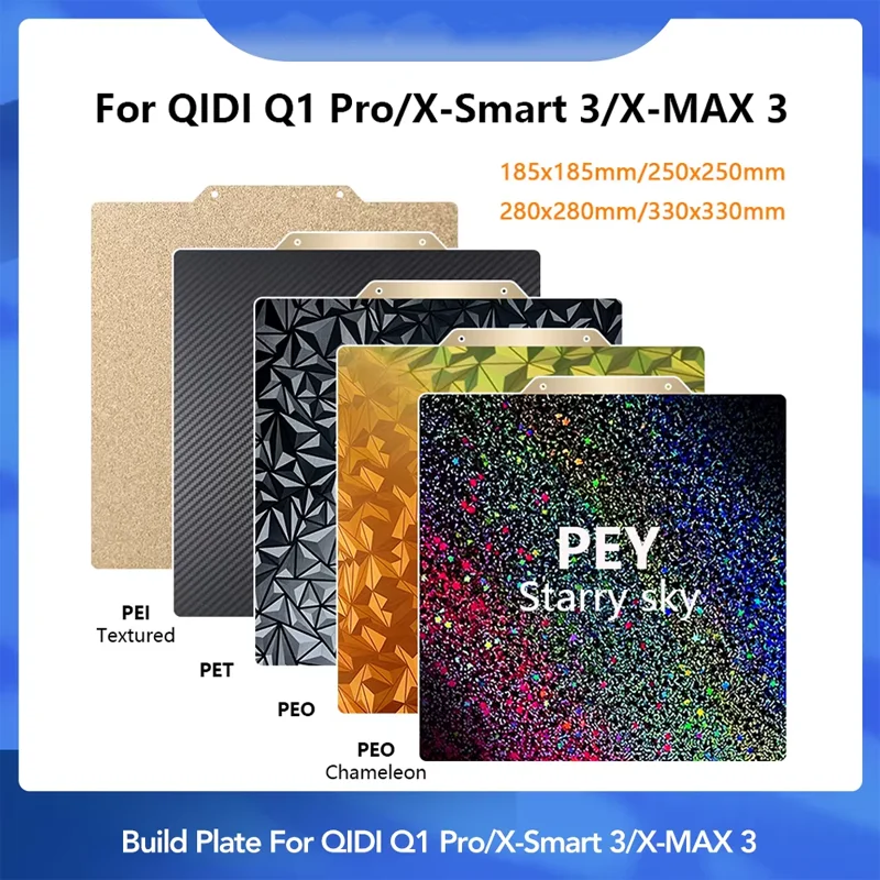 For QIDI Q1 Pro/X-Smart 3/X-MAX 3 PEI Build Plate 185/250/280/330mm ...
