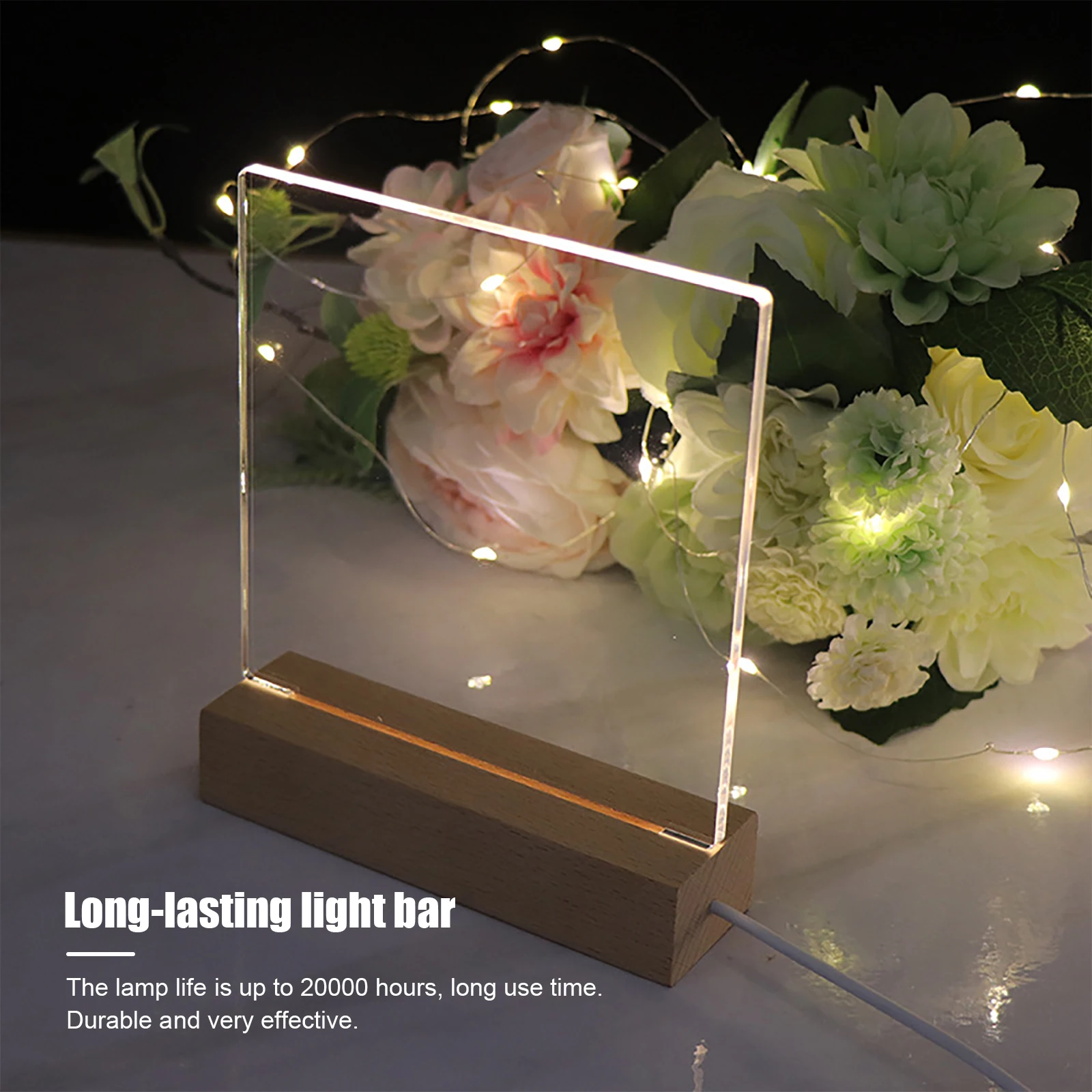 Led Wood Display Base-rectangle Crystal Wooden Lighted Stand Acrylic ...