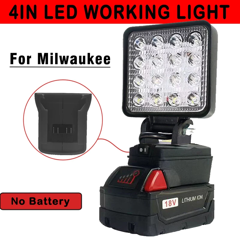 Led Light Fit Milwaukee Battery M18 4In Portable Spotlight Cordless ...