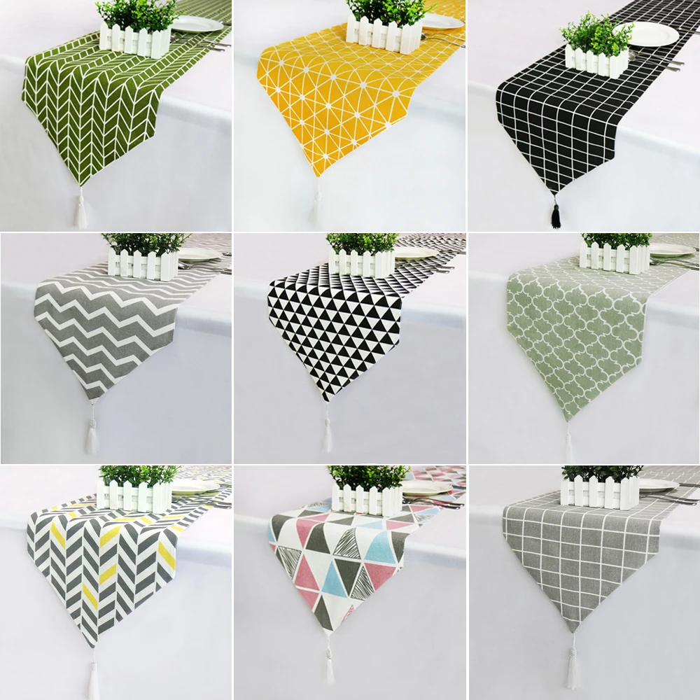 Modern-Style-Cotton-Linen-Table-Runner-with-Tassels-for-Wedding-Party ...
