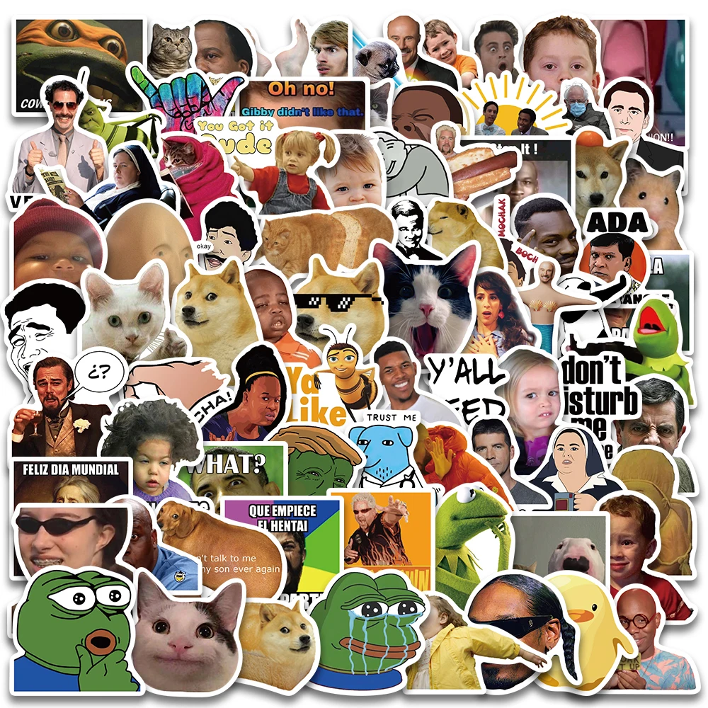 50/100/150PCS/pack Funny MEME Cat Cool Sticker Motorcycle Laptop Phone ...