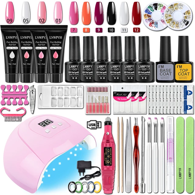 Manicure Set Poly Nail Gel Kit Professional Nail Set With Nail Lamp ...