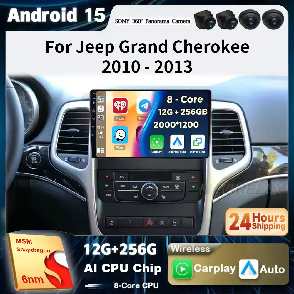 Android 15 Wireless Carplay Auto For Jeep Grand Cherokee WK2 2008 ...