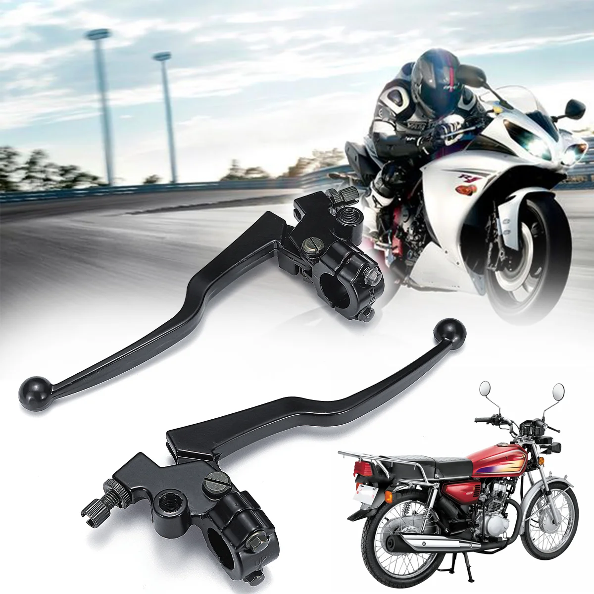 2PCS-Aluminum-Motorcycle-Brake-Clutch-Levers-Black-Fits-For-Honda-CG ...