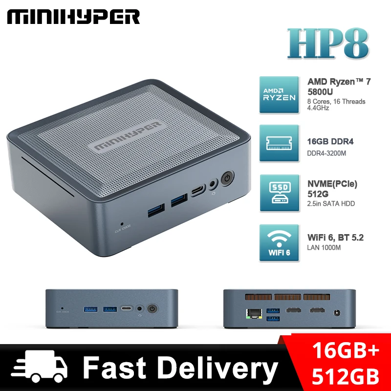 MiniHyper-HP8-Mini-PC-AMD-Ryzen-7-5800U-CPU-DDR4-3200M-16GB-Storage-SSD ...