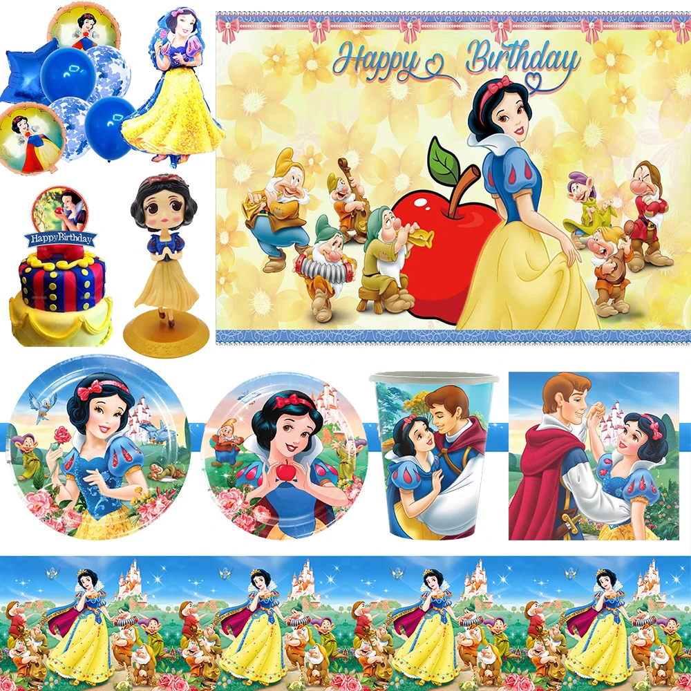 Disney-Princess-Blancanieves-suministros-de-decoraci-n-para-fiesta-de-cumplea-os-cubiertos ...