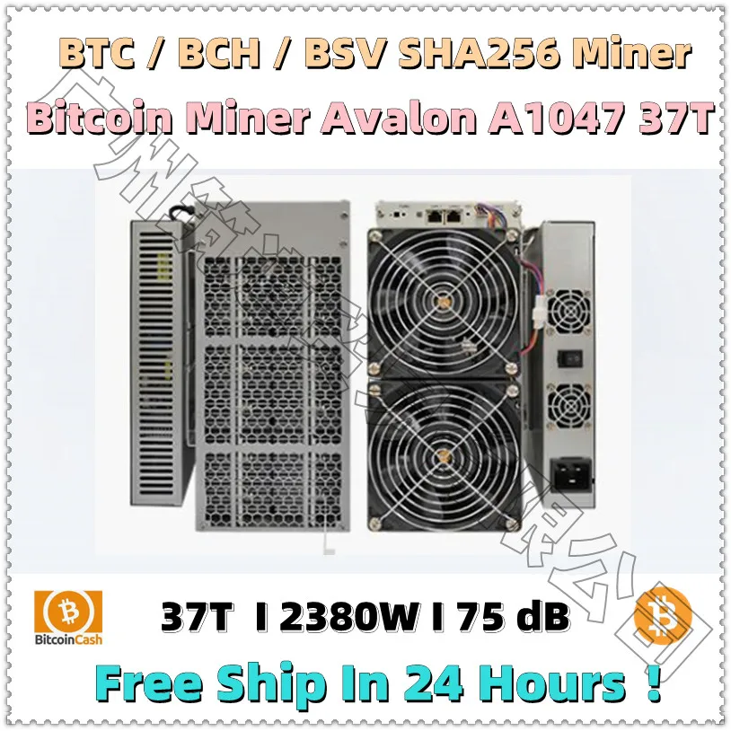 In Stock BTC BCH BSV Miner Avalon A1047 37T/S With PSU Better than AntMiner S17+ S17e T17 ...